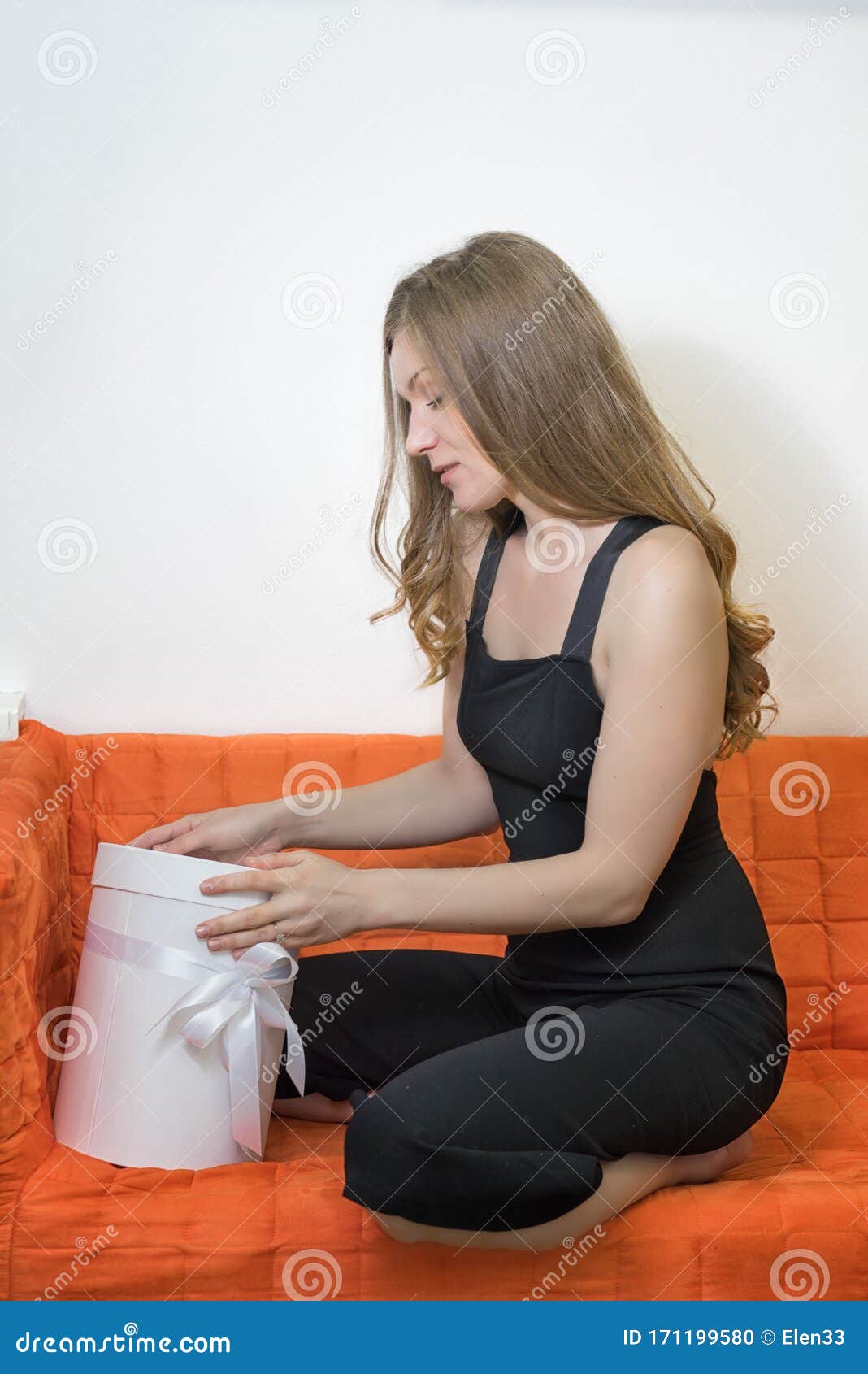 Woman opening the gift box stock photo. Image of gift - 171199580