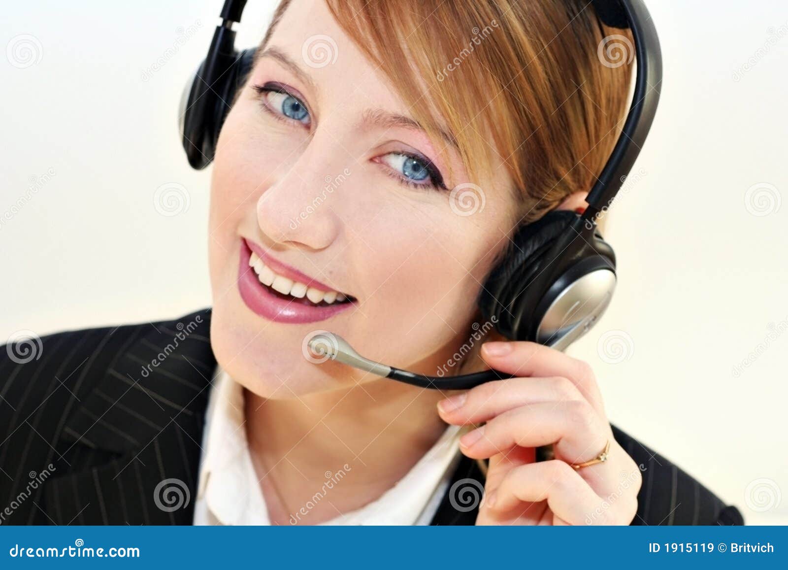 Woman operator stock image. Image of blond, headset, closeup - 1915119