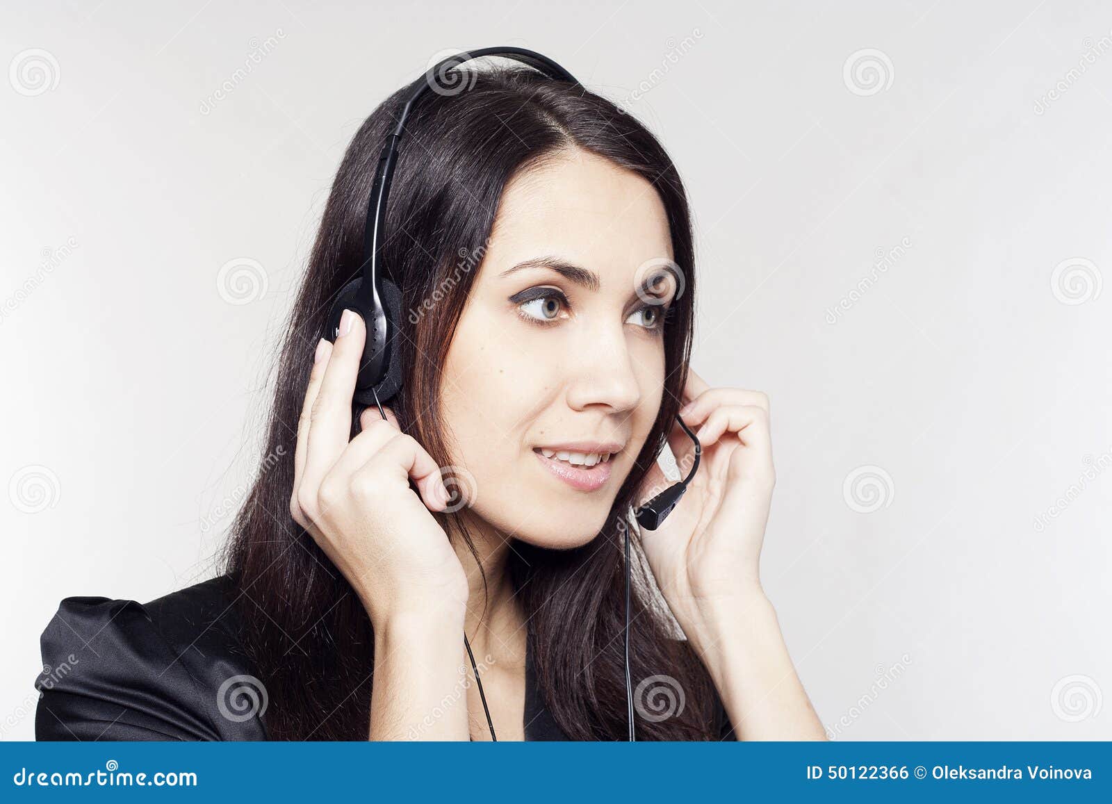 Woman Operator with Head-set Stock Photo - Image of speaking, help ...