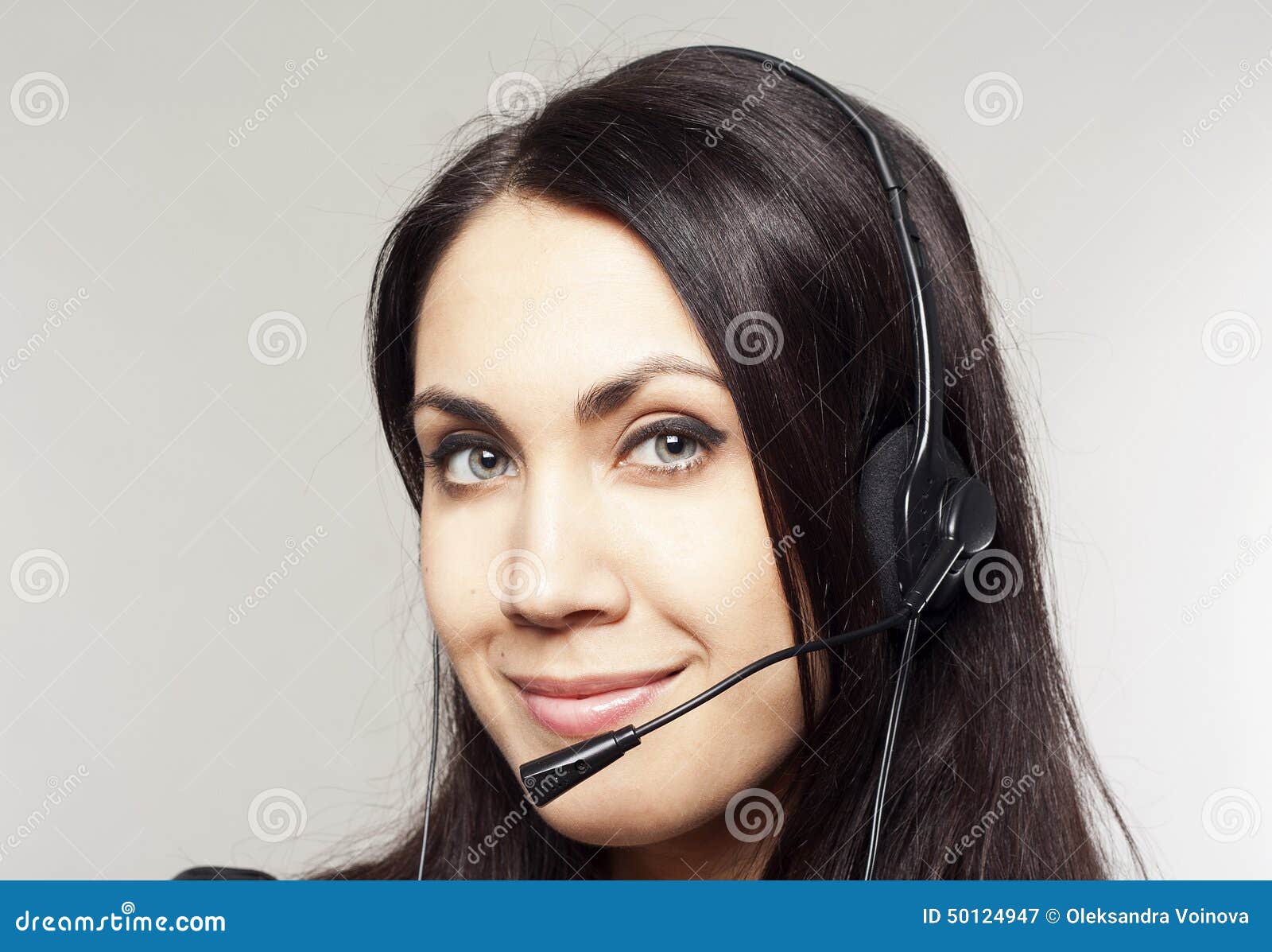 Woman Operator with Head-set Stock Image - Image of communication ...
