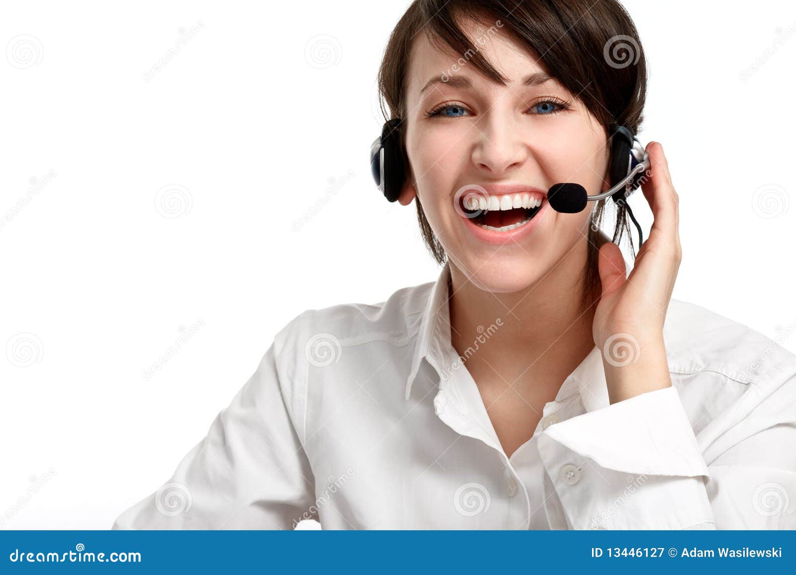 Woman Operator with Headset Stock Image - Image of beauty, business ...
