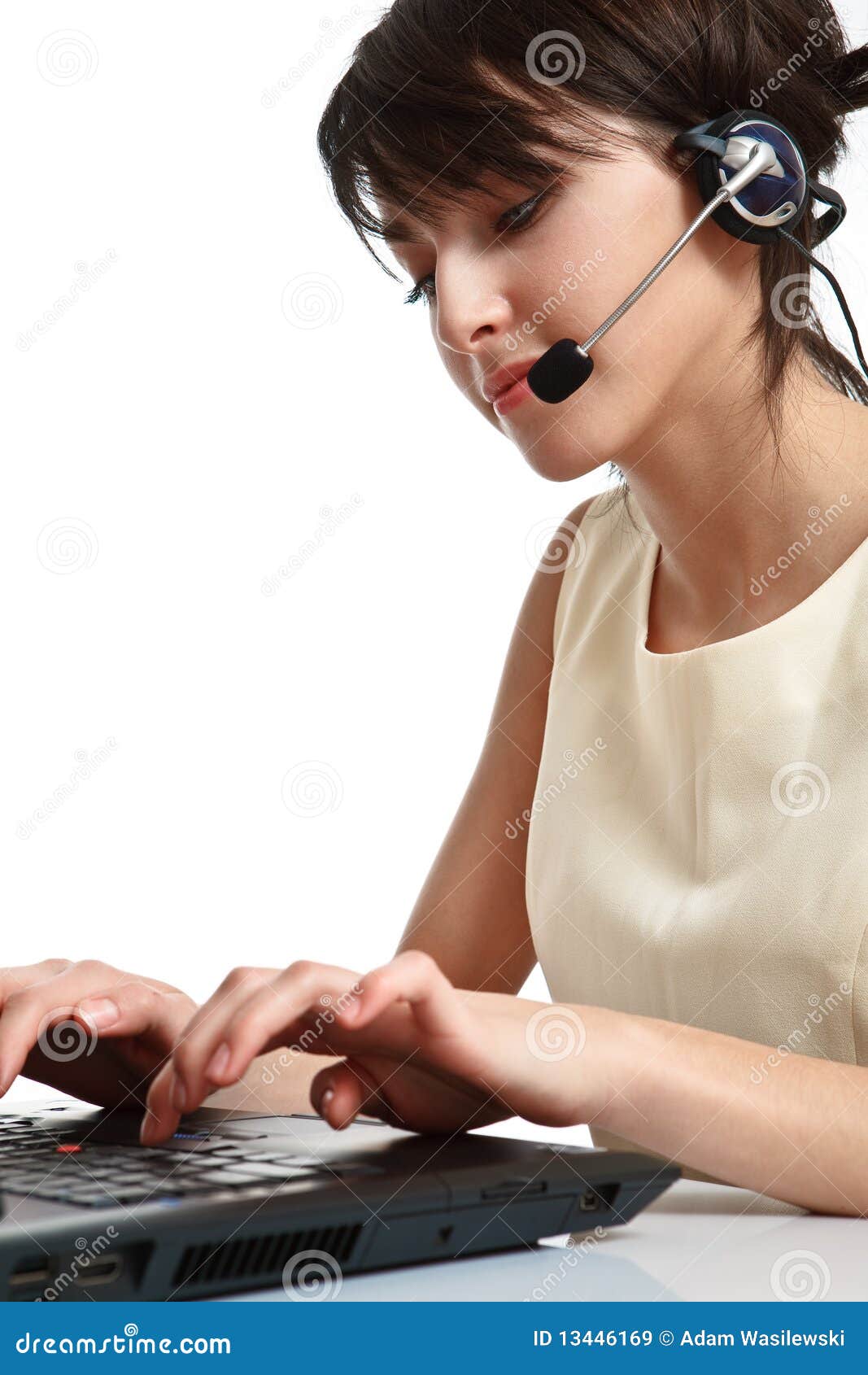 Woman Operator with Headset Stock Image - Image of communication ...