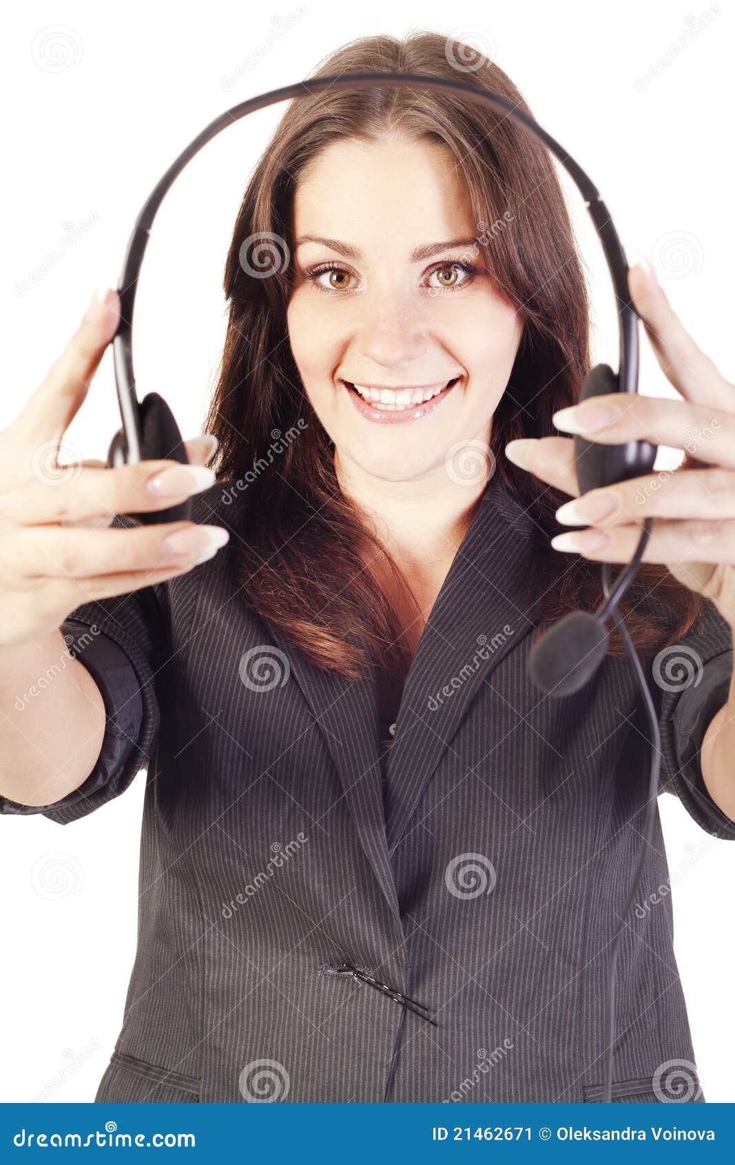 Woman Operator with Headset Stock Image - Image of center, female: 21462671