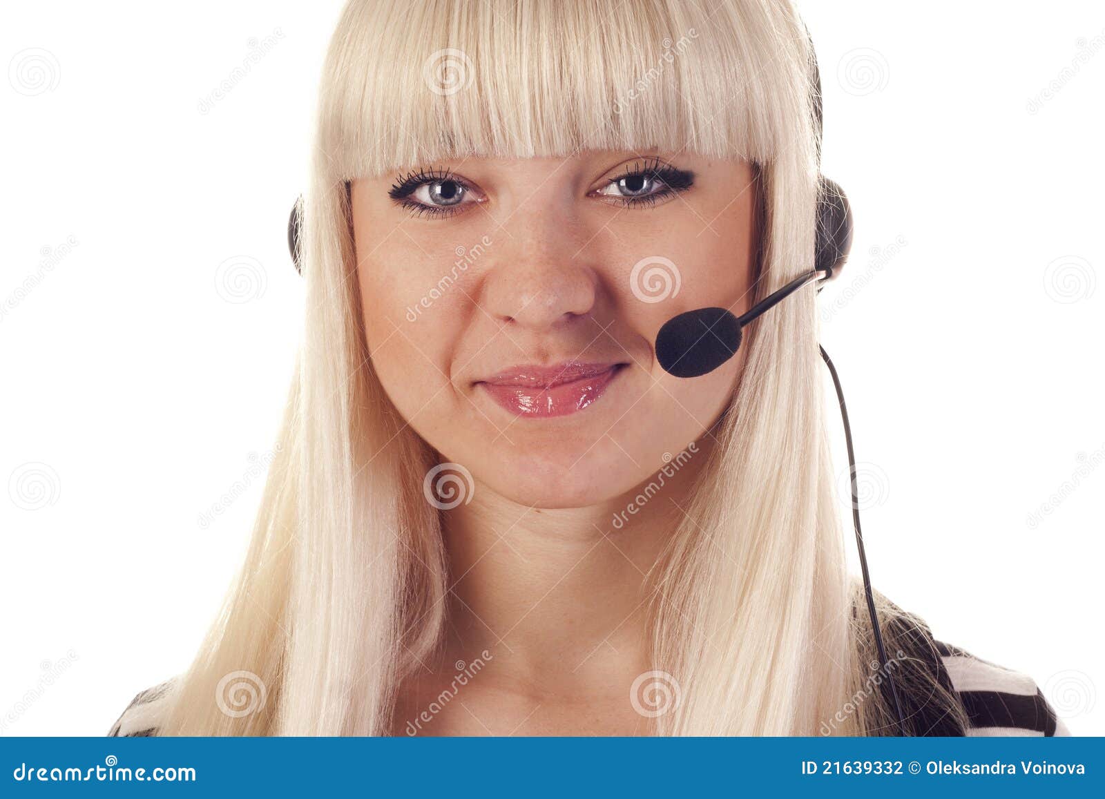 Woman Operator with Headset Stock Photo - Image of caucasian, close ...