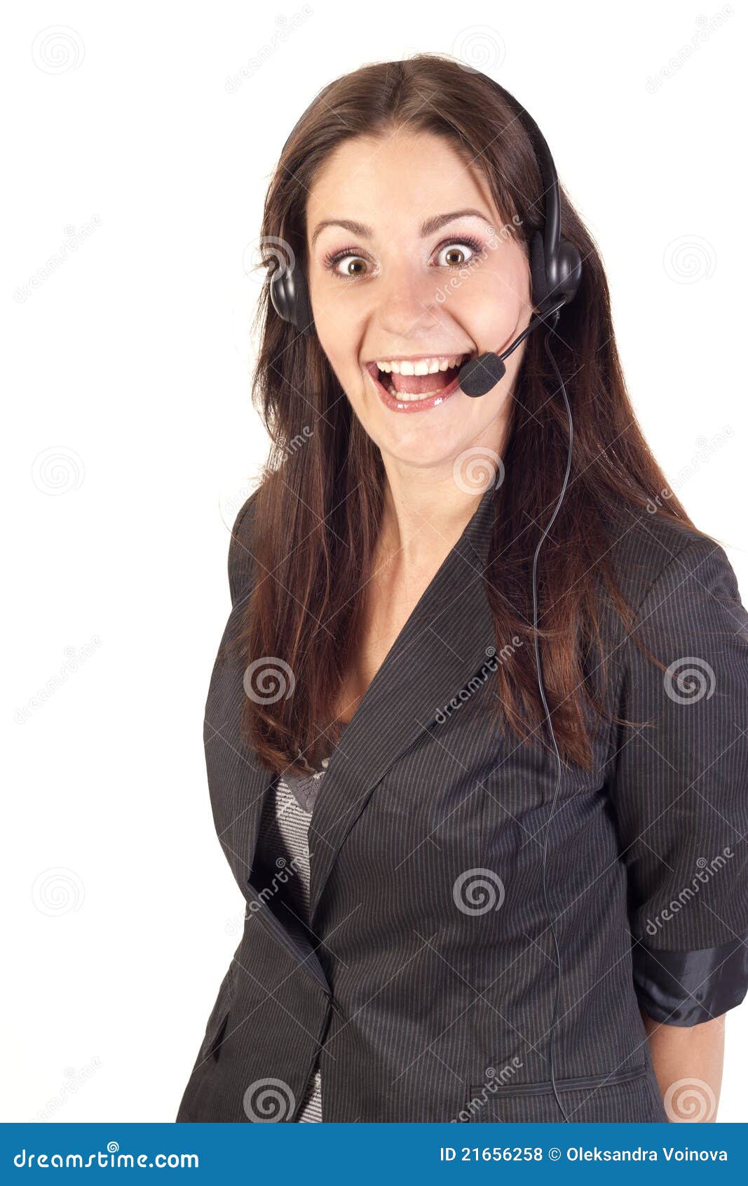 Woman Operator with Headset Stock Photo - Image of office ...