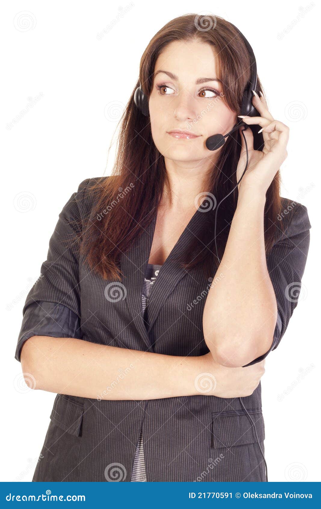 Woman Operator with Headset Stock Image - Image of microphone, help ...