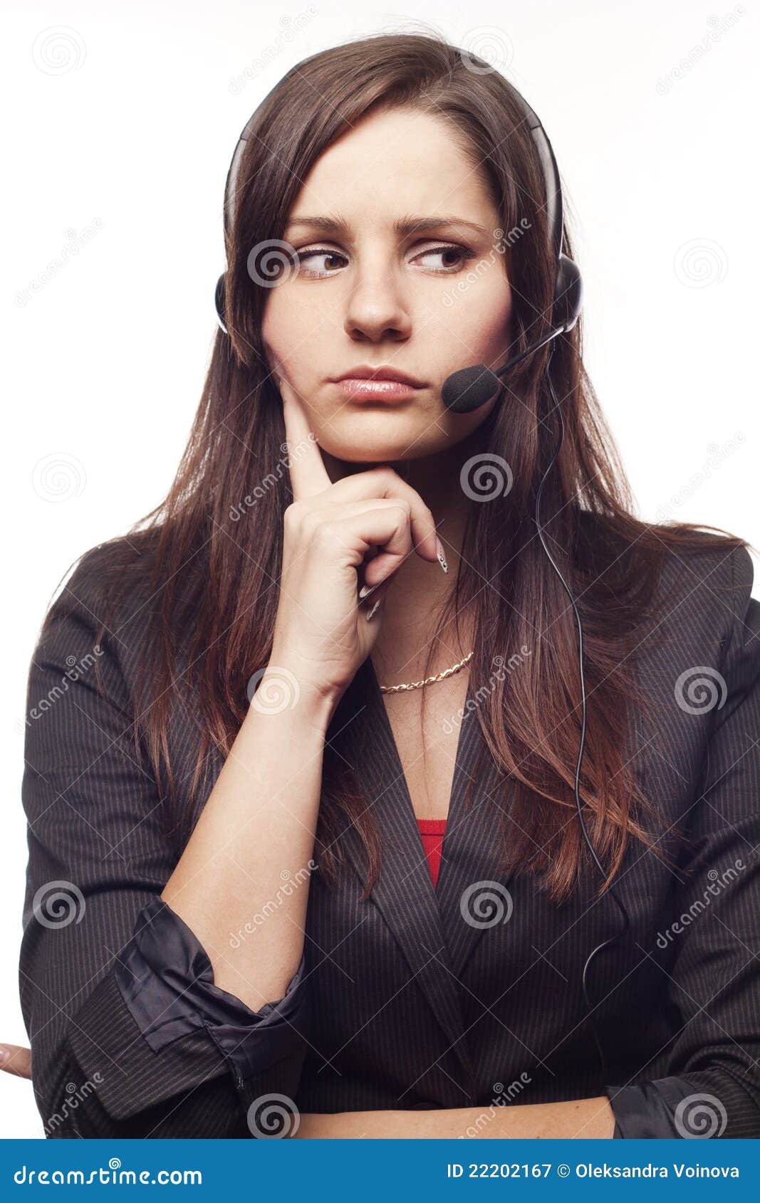 Woman Operator with Headset Stock Image - Image of person, consultant ...