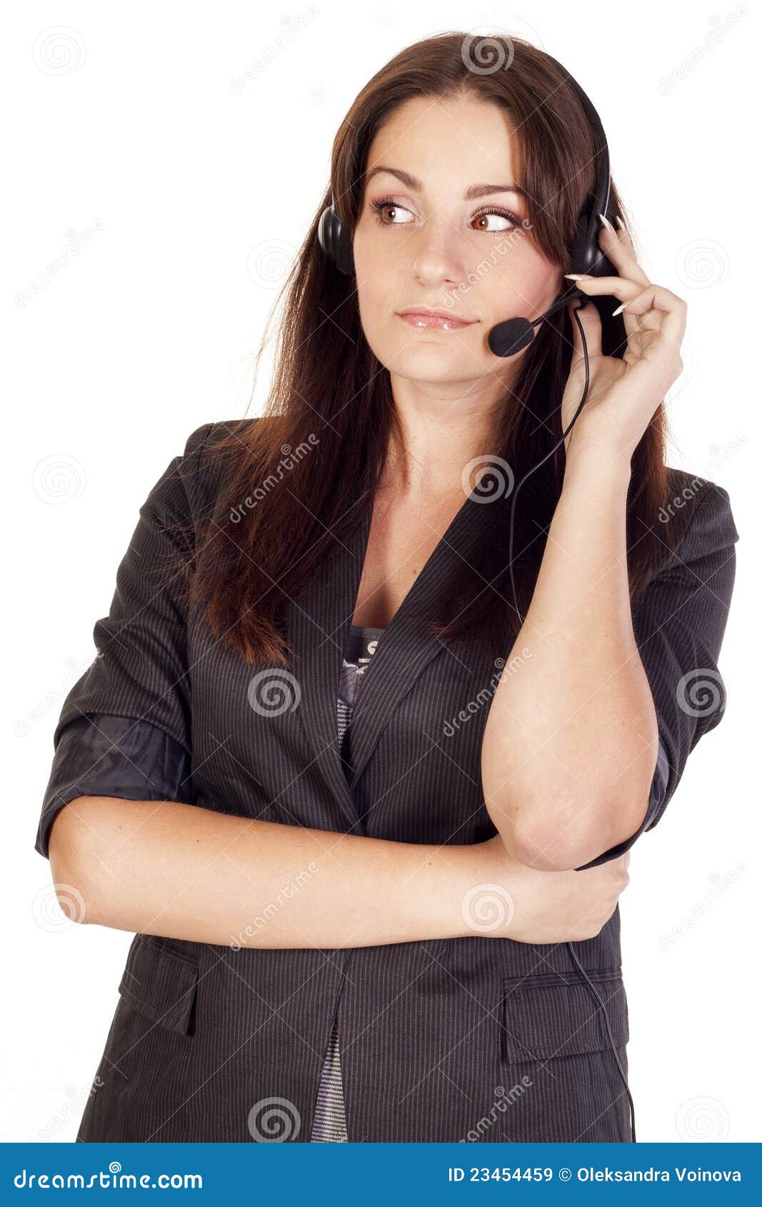 Woman Operator with Headset Stock Image - Image of connection, customer ...