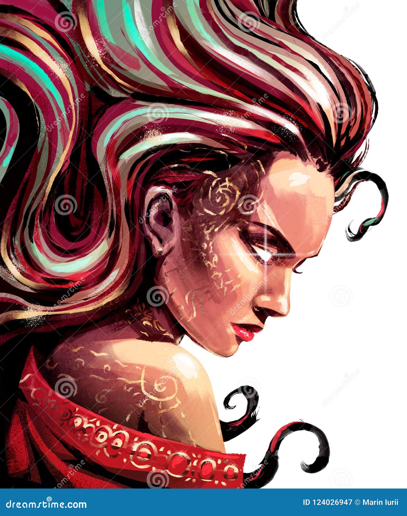 Woman Oracle with Sparks in Eyes Stock Illustration - Illustration of ...