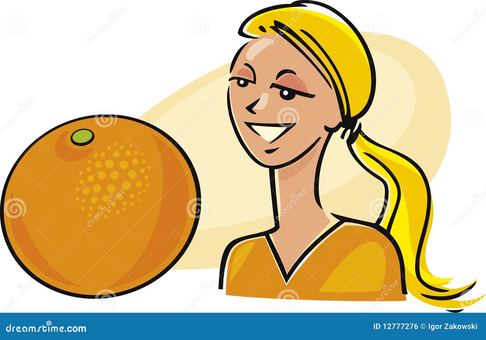 Woman with orange fruit stock vector. Illustration of concept - 12777276