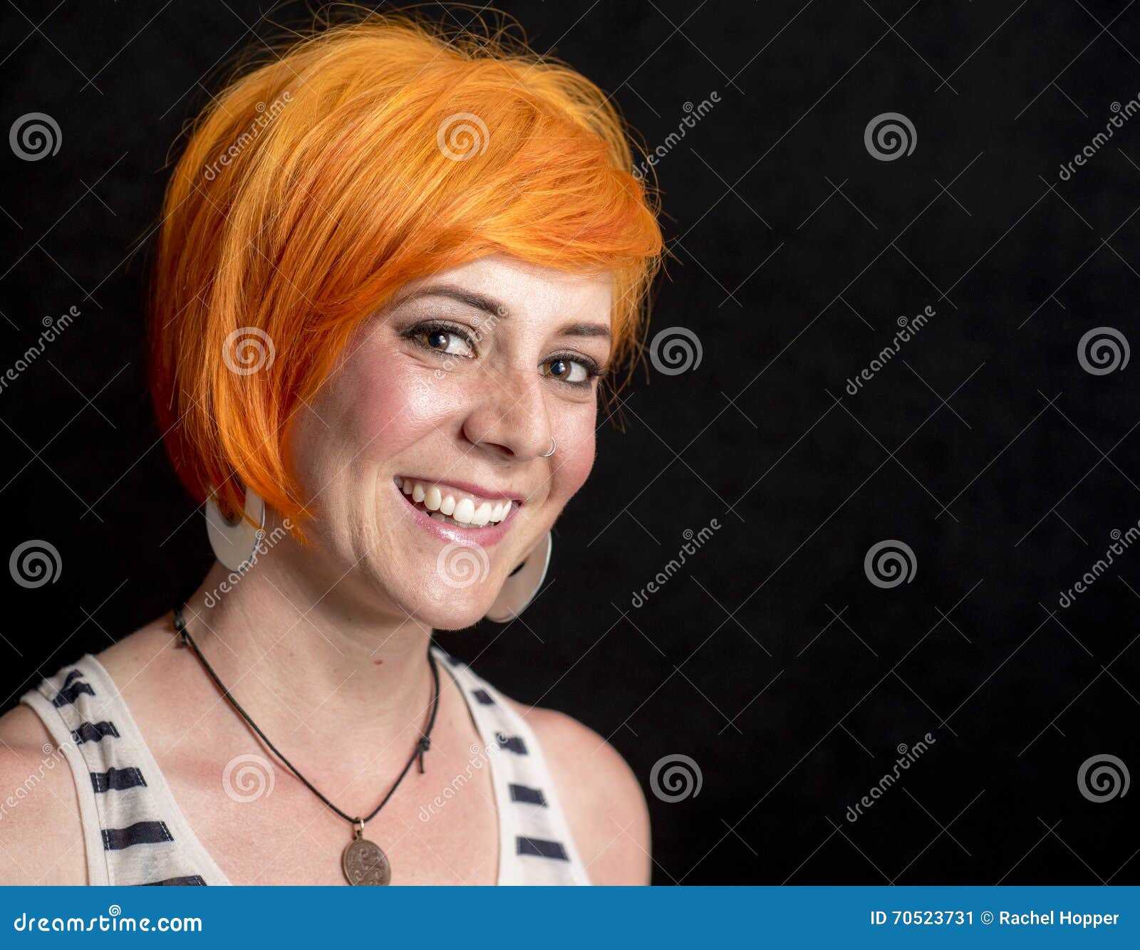 Woman with Orange Hair in Studio Shoot Stock Image - Image of glossy ...