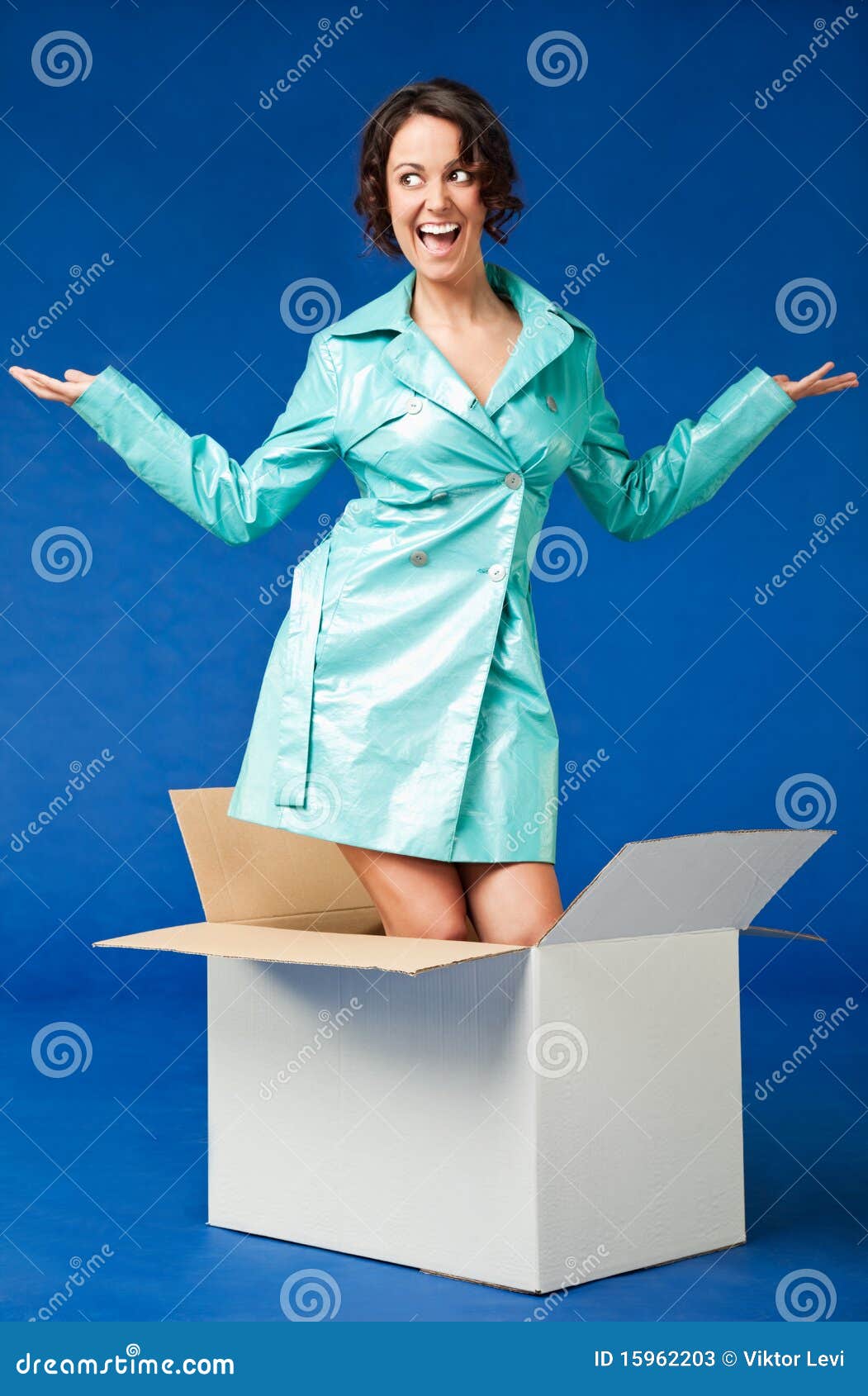 Woman out of the box stock image. Image of beautiful - 15962203