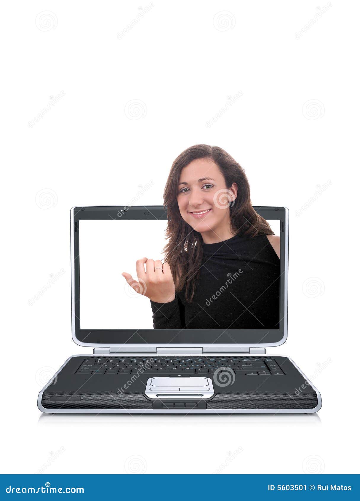 Woman out of a laptop stock image. Image of entrepreneur - 5603501