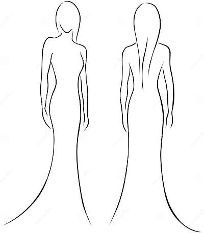 Woman outline stock vector. Illustration of outline, back - 28571744