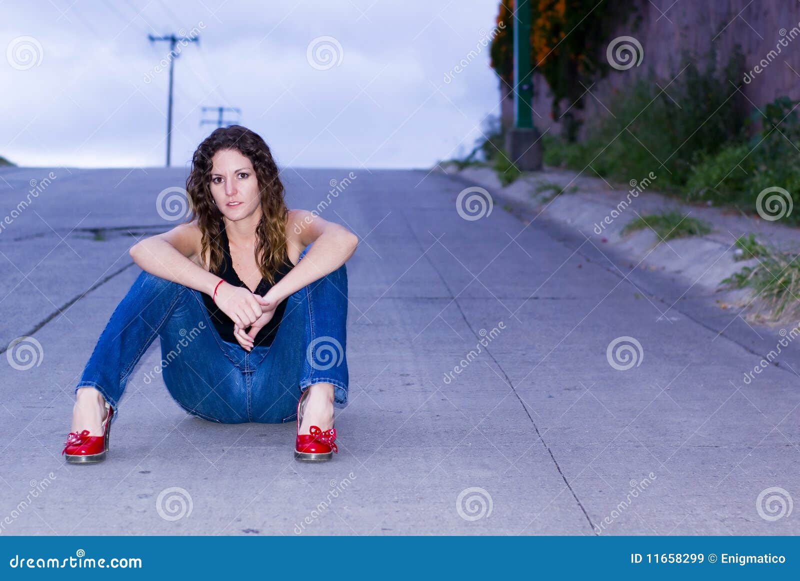Woman outside stock image. Image of street, road, portrait - 11658299