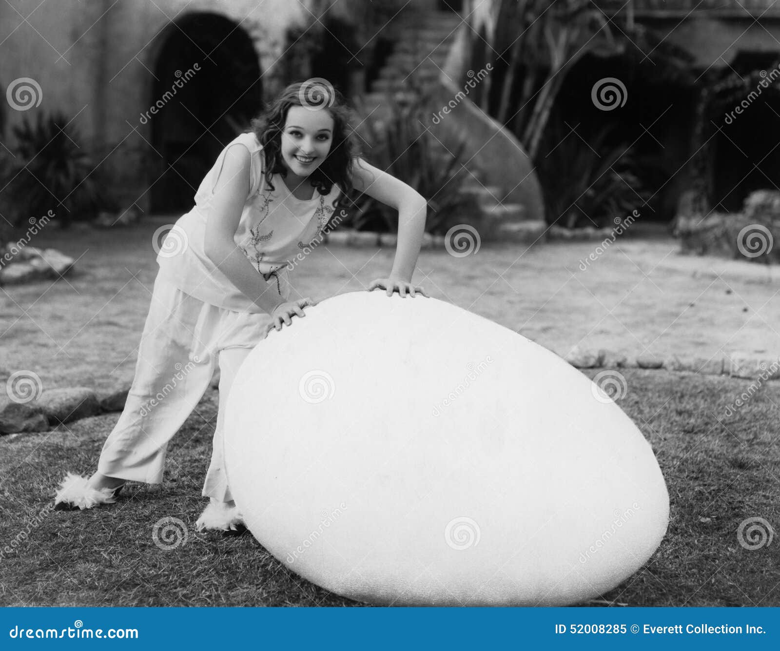 Woman Outside with Giant Egg Stock Image - Image of comedy, camera ...
