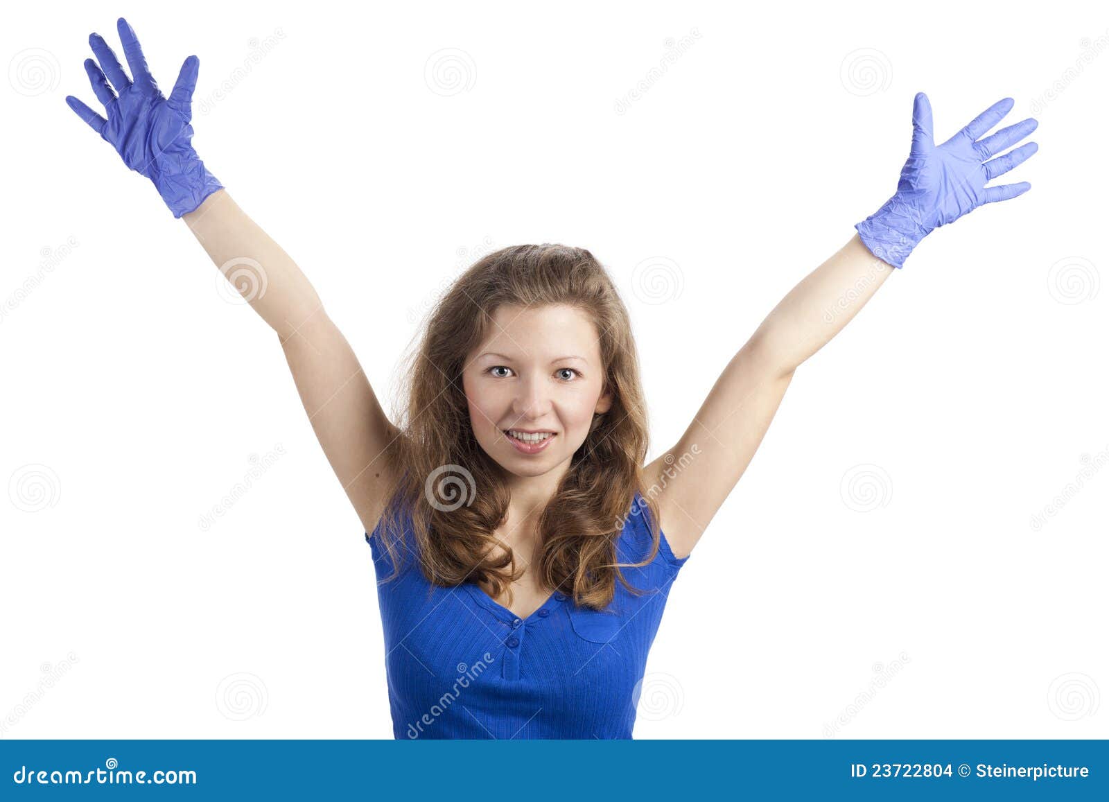 Woman with Outstretched Arms Stock Photo - Image of hello, laugh: 23722804