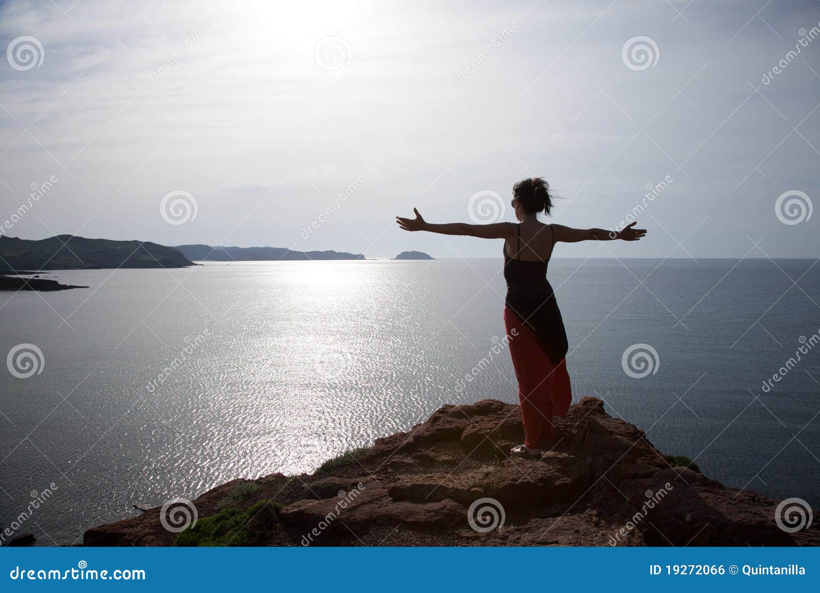 Woman Over Menorca North Coastline Stock Photo - Image of coastline ...