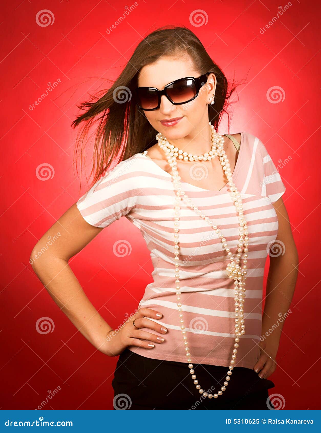 Woman over red background stock image. Image of glamour - 5310625