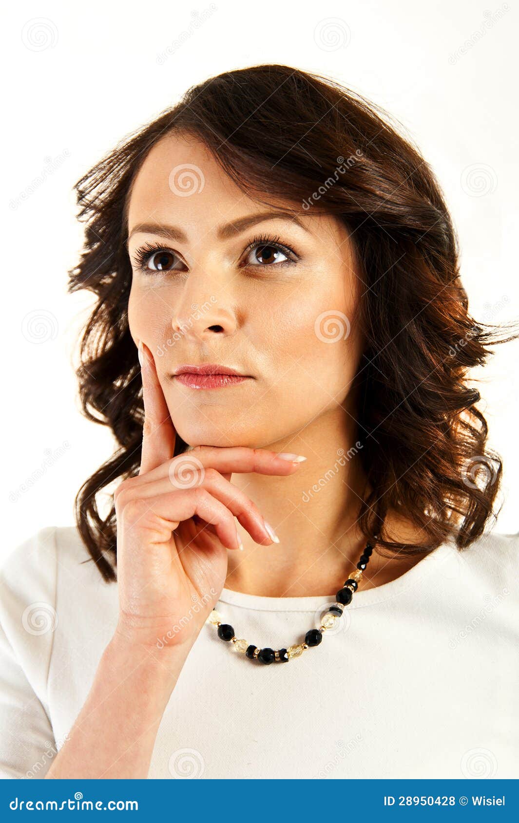 Woman Over White Background Thinking Stock Photo - Image of attractive ...