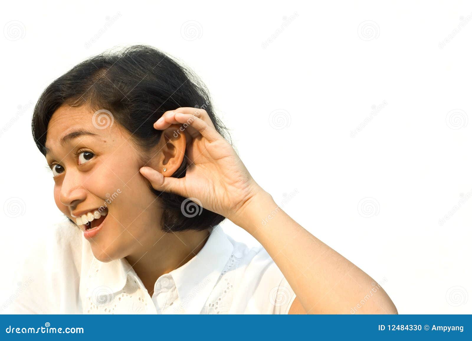 Woman Overhear Conversation Stock Photo - Image of gesture, news: 12484330