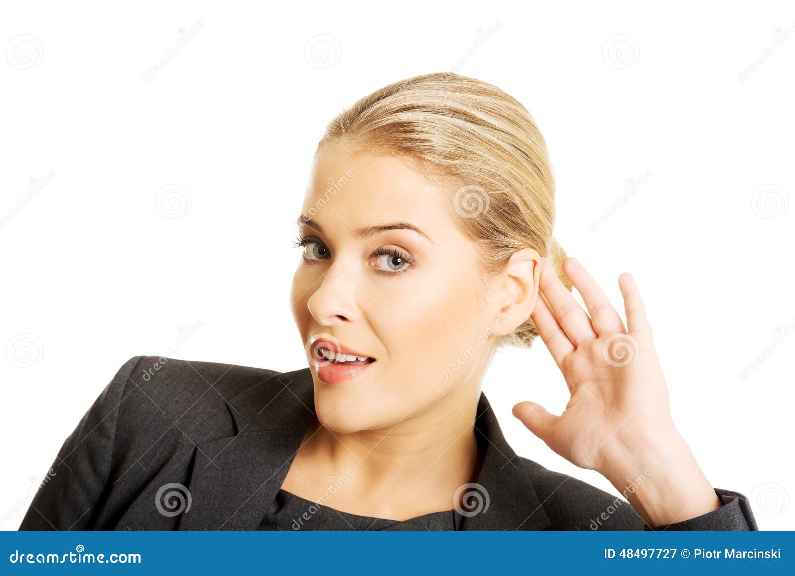 Woman Overhearing a Conversation Stock Image - Image of message ...