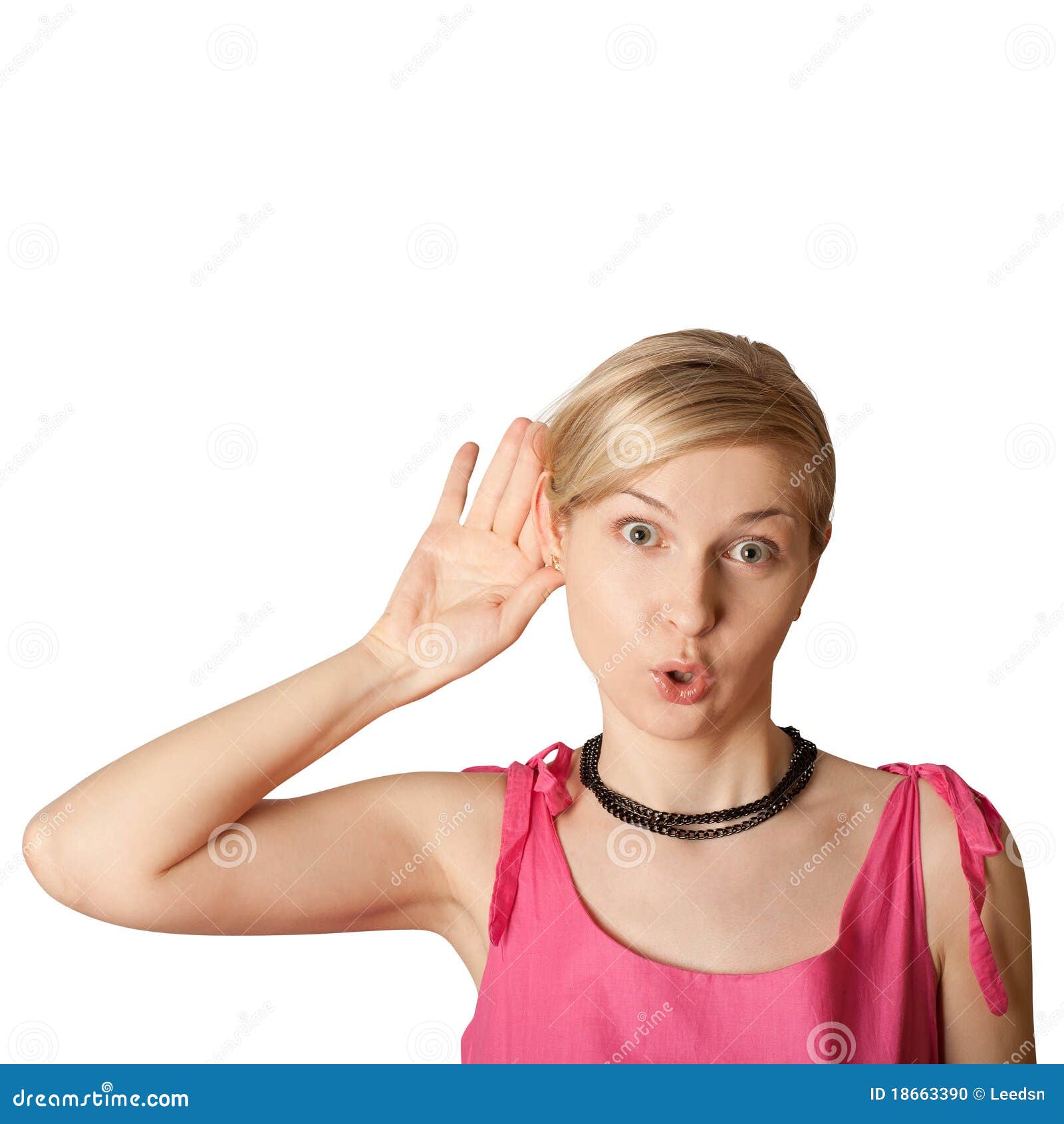 Woman Overhearing Something Stock Photo - Image of expressing ...