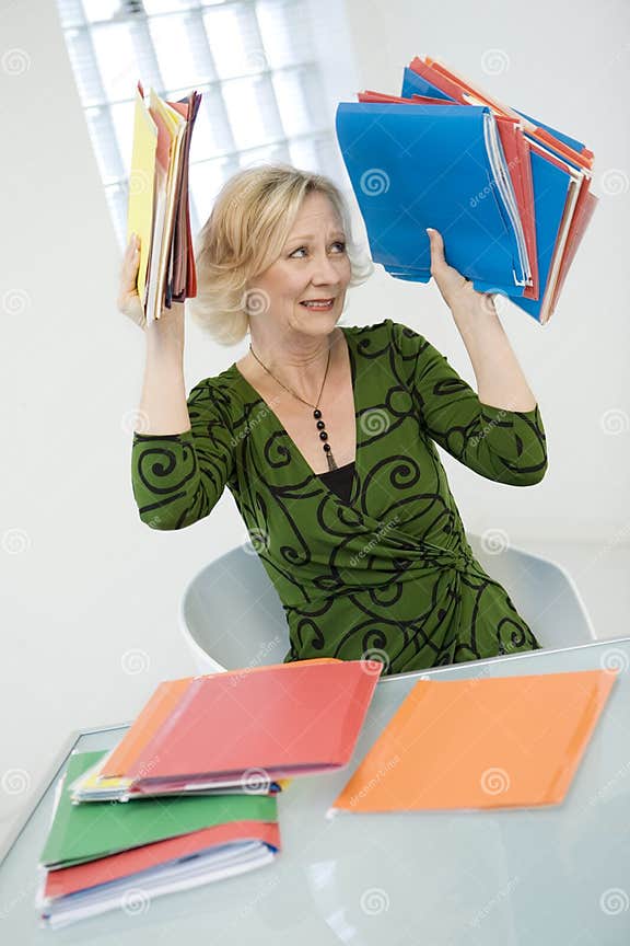 Woman overloaded with work stock image. Image of documents - 4904885