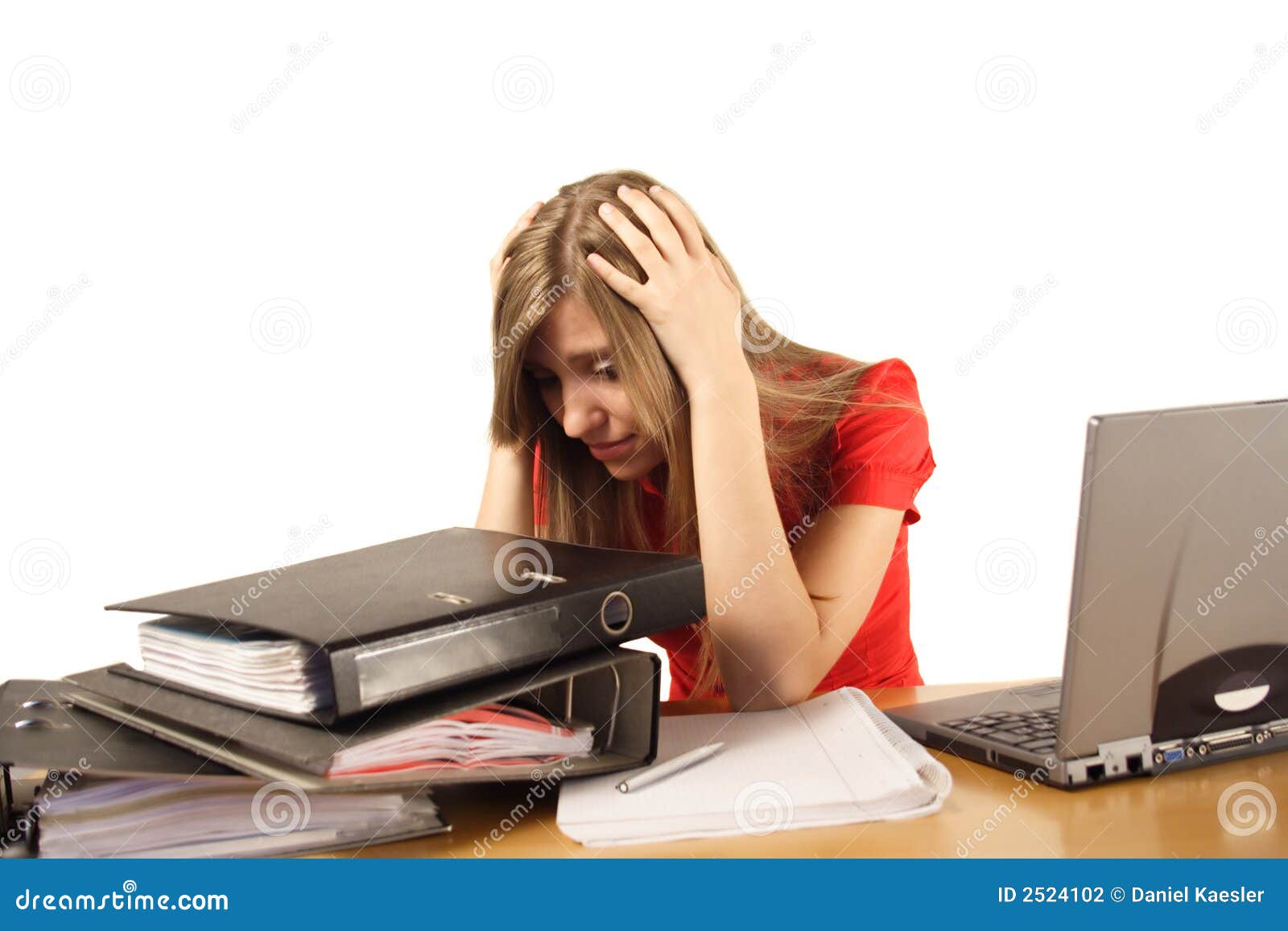 Woman overwhelmed at work stock photo. Image of exhaustion - 2524102
