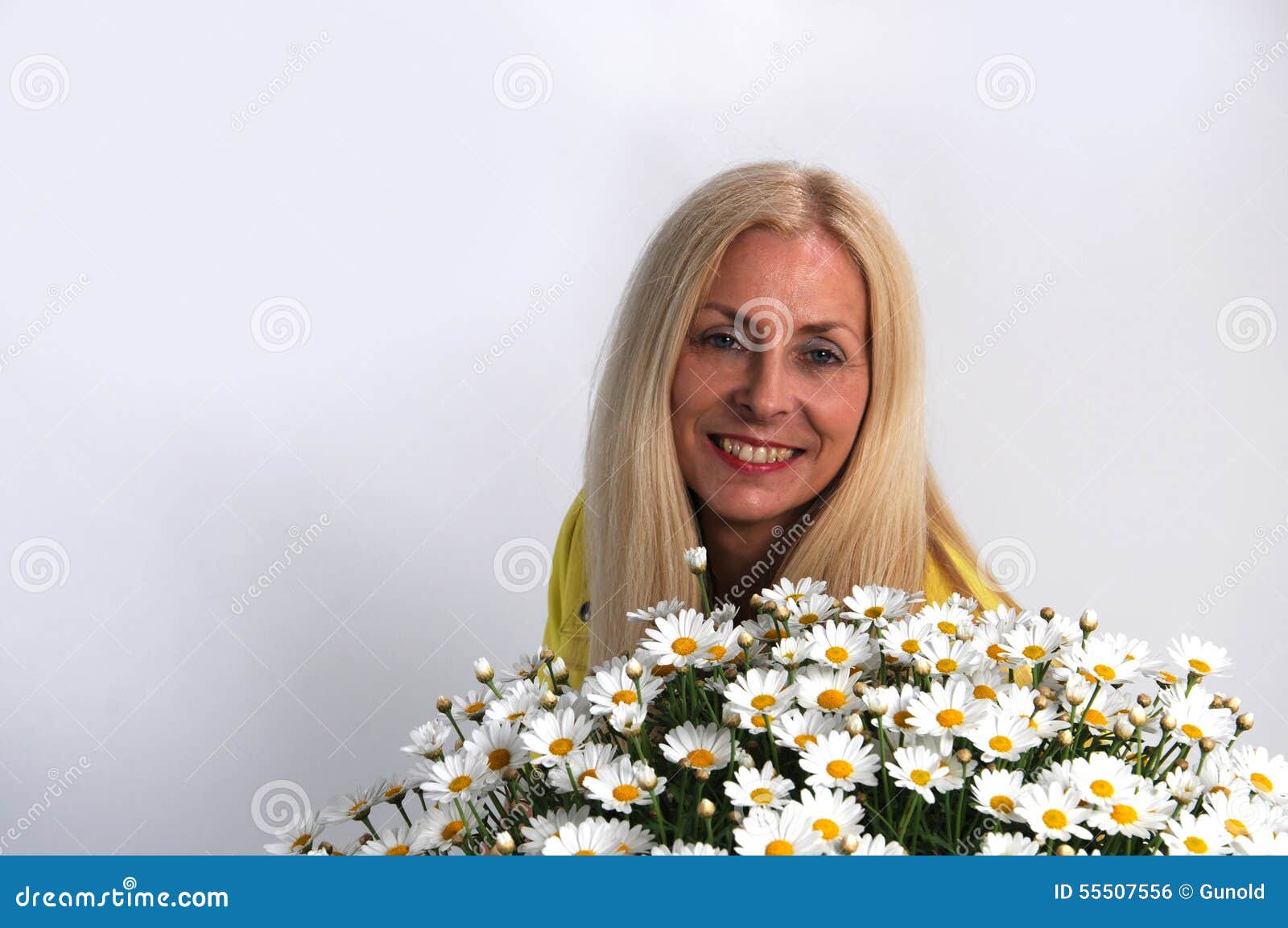Woman with oxeye daisy stock photo. Image of natural - 55507556