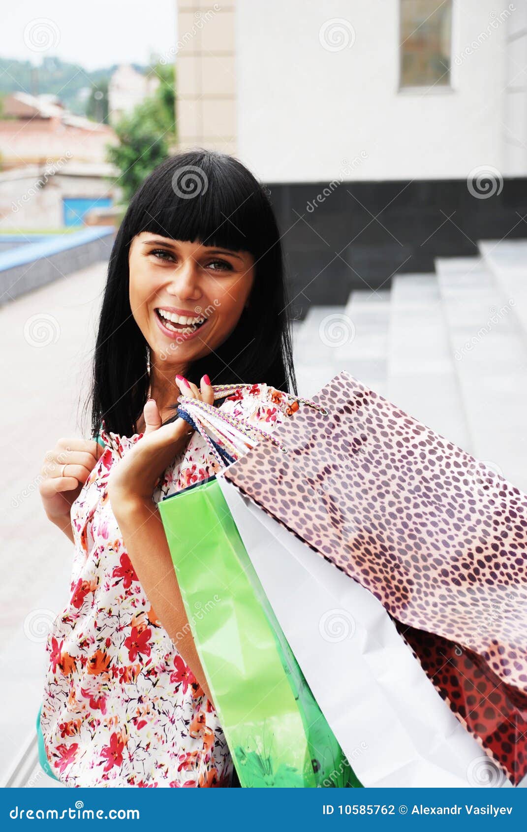 The Woman with Packages from Shop Stock Photo - Image of happiness ...