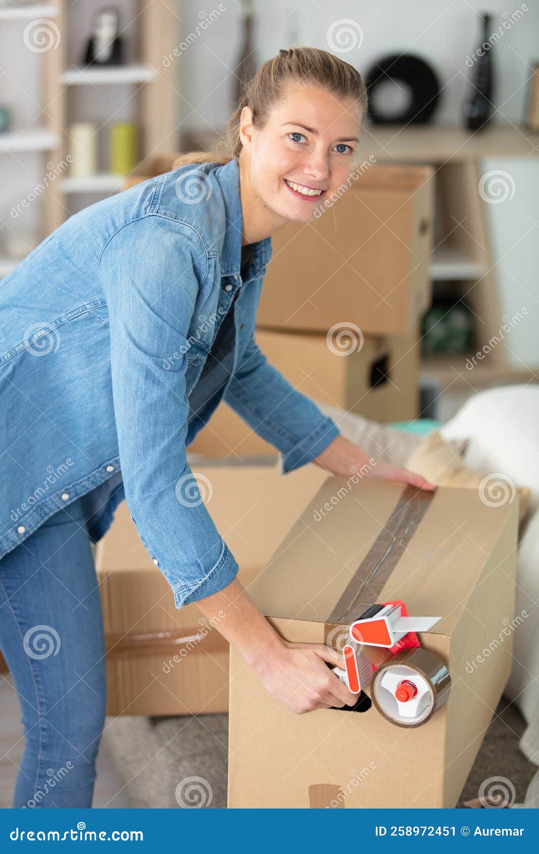 Woman Packing Boxes for Moving Home Stock Image - Image of relocation ...