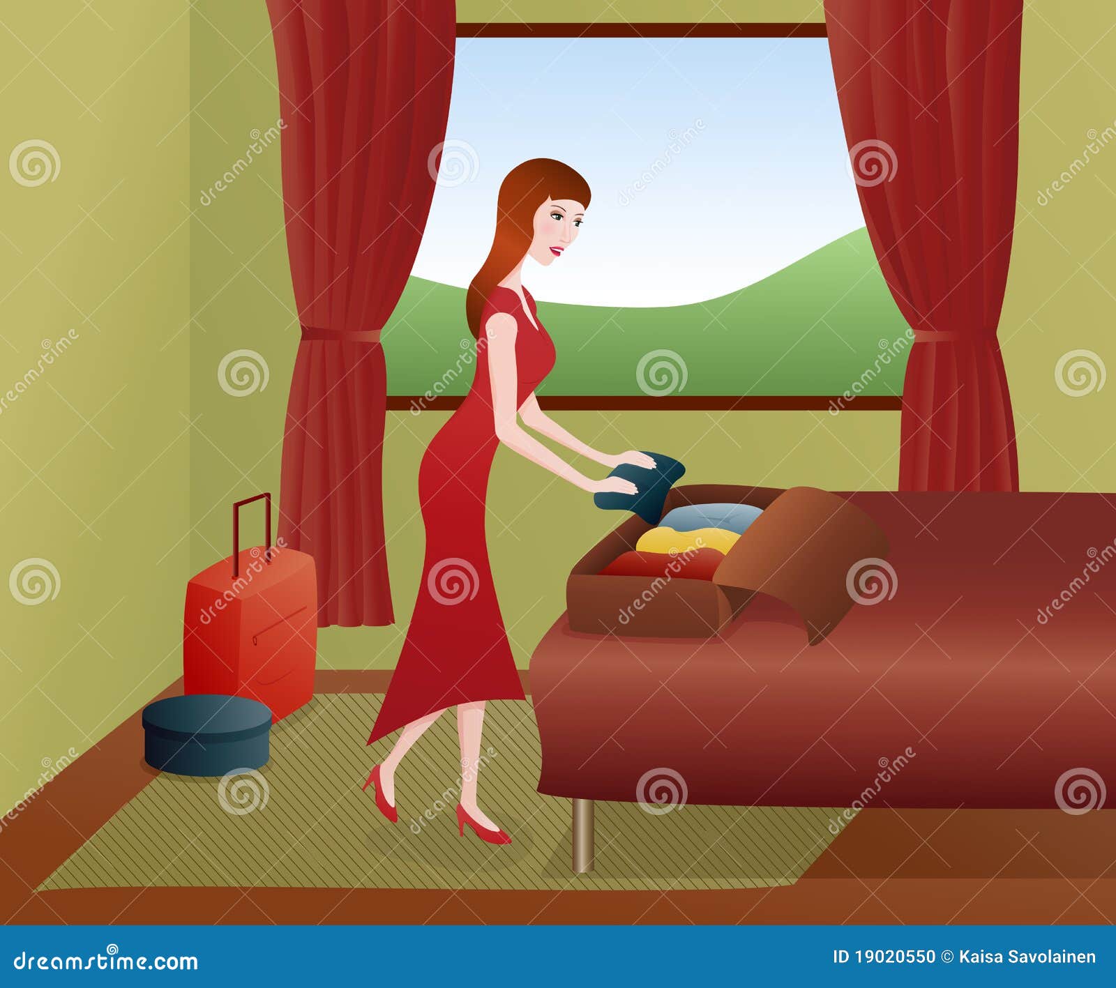 Woman packing suitcases stock vector. Illustration of lady - 19020550
