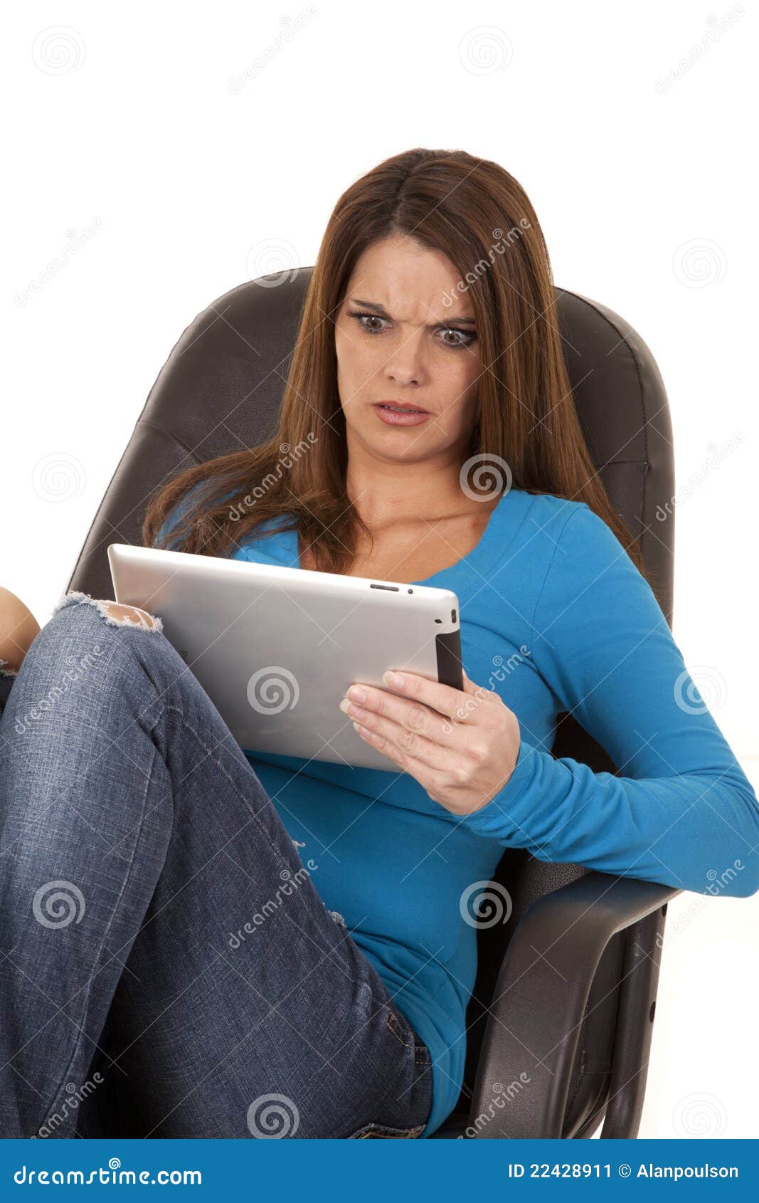Woman with pad angry stock image. Image of face, isolated - 22428911