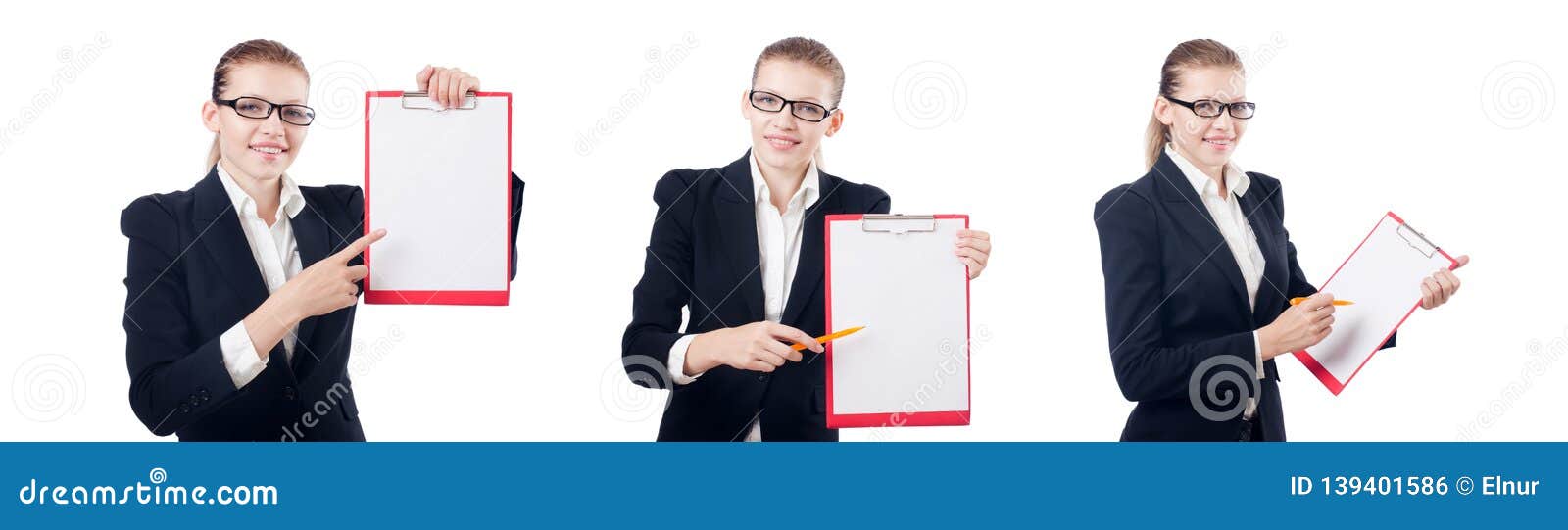 The Woman with Pad Isolated on White Stock Photo - Image of collage ...