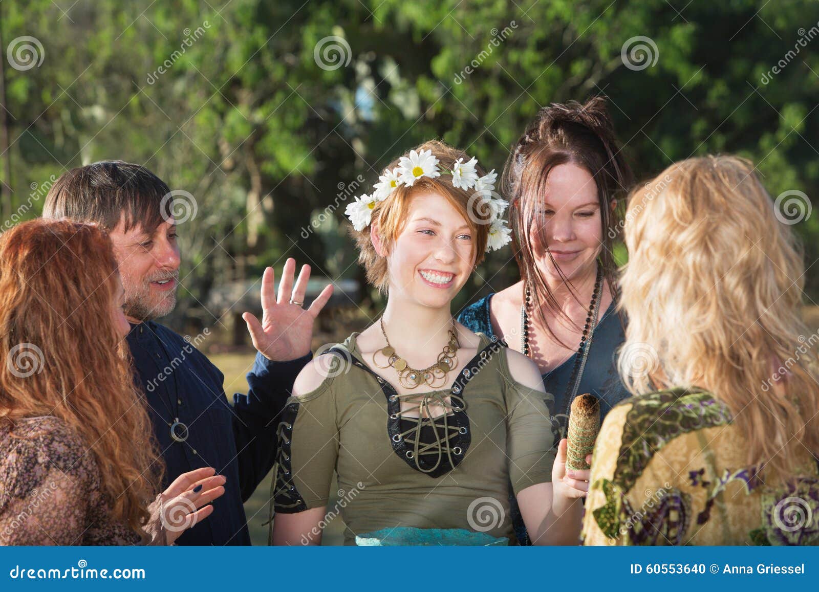 Woman in Pagan Initiation Ritual Stock Photo - Image of group, bowl ...