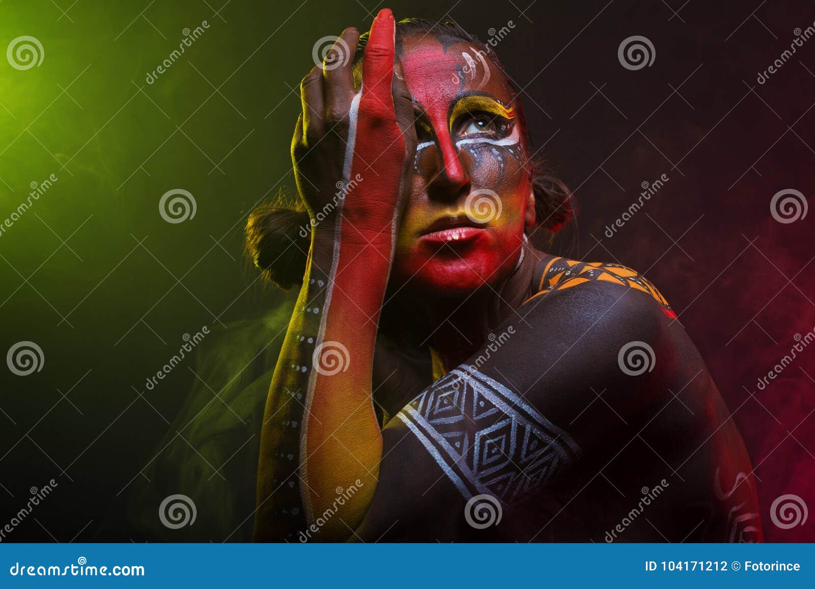 Bodypainting. Woman Painted With Ethnic Patterns Stock Image ...