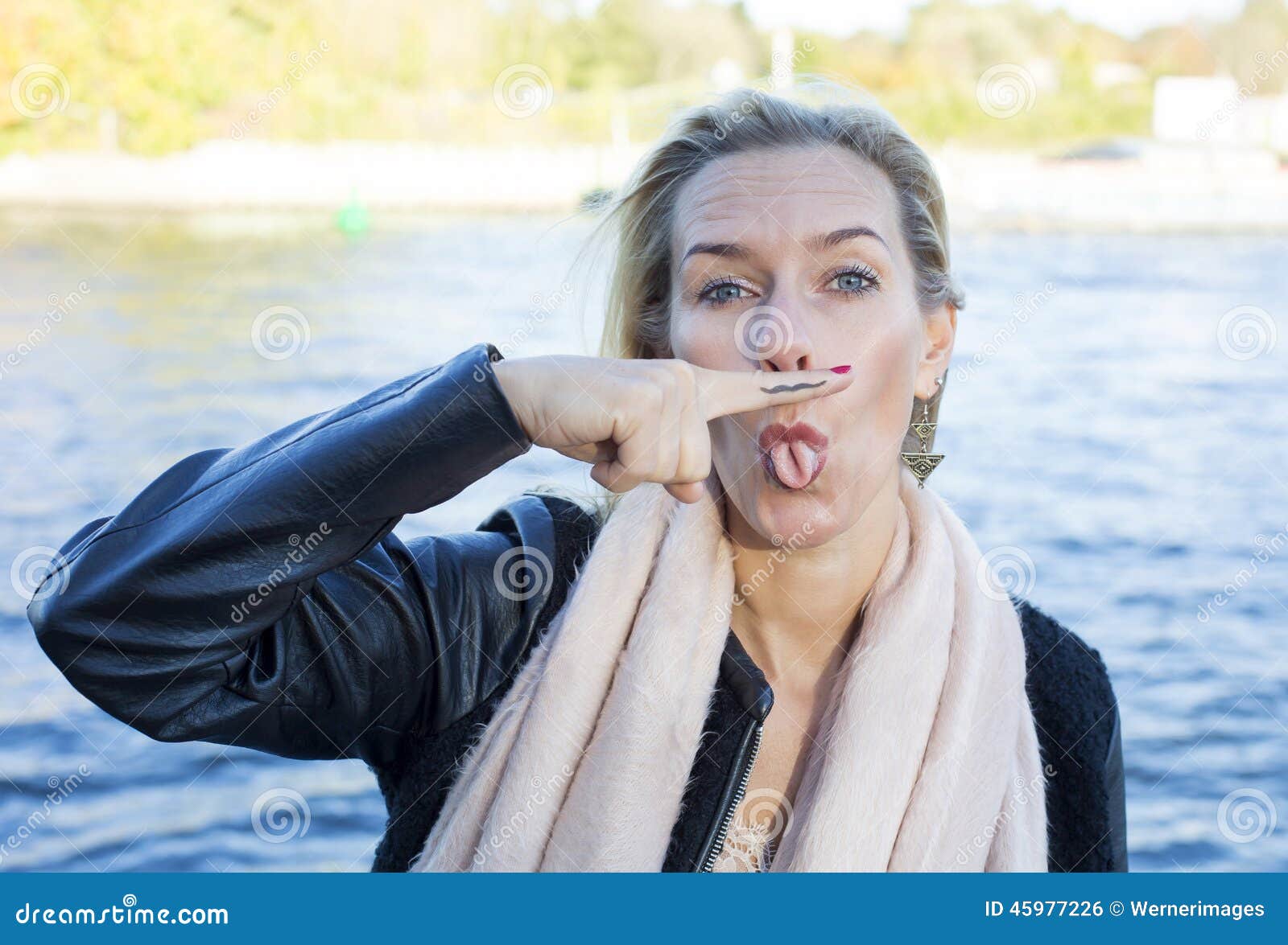 Woman with Painted Mustache Stock Photo - Image of water, lady: 45977226