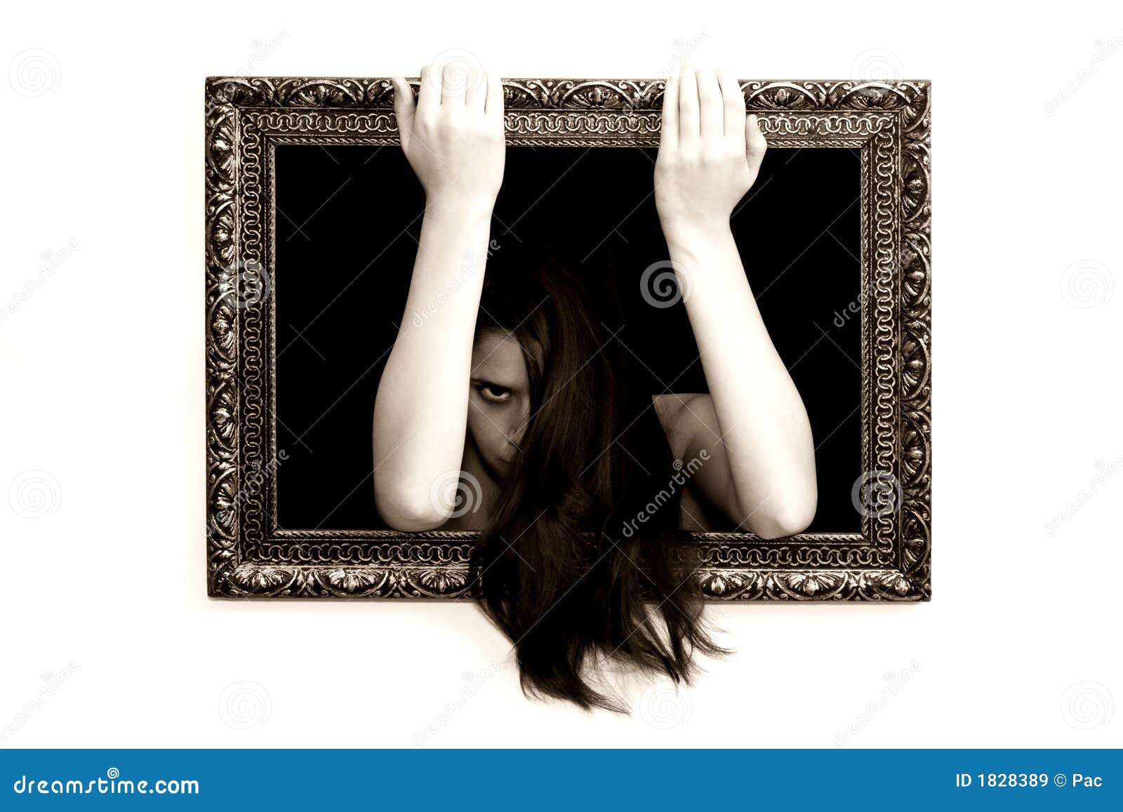 Woman in a painting frame stock image. Image of woman - 1828389