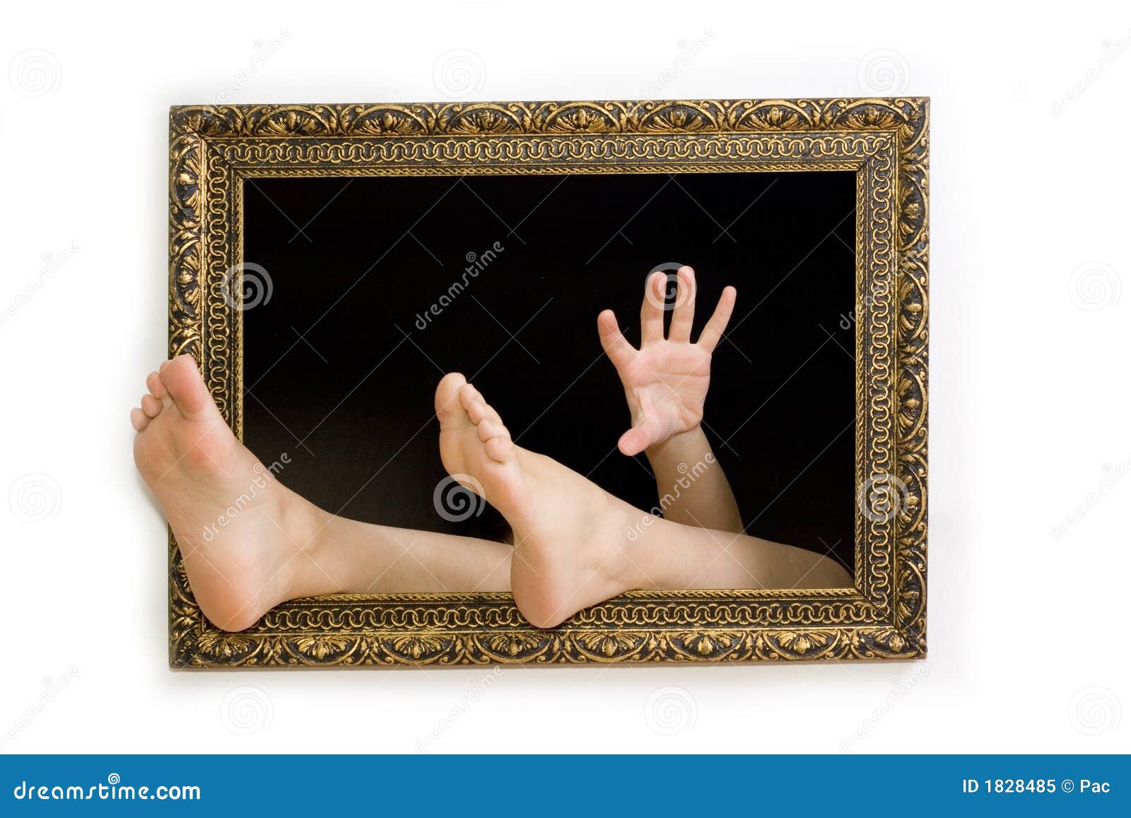 Woman in a painting frame stock image. Image of hand, young - 1828485