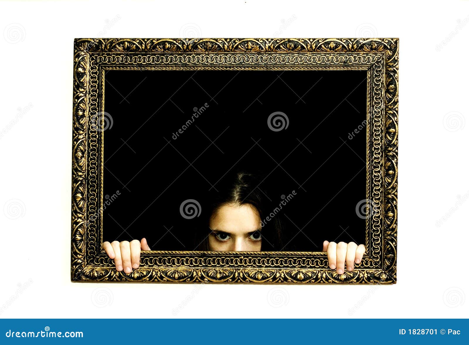 Woman in a painting frame stock image. Image of canvas - 1828701