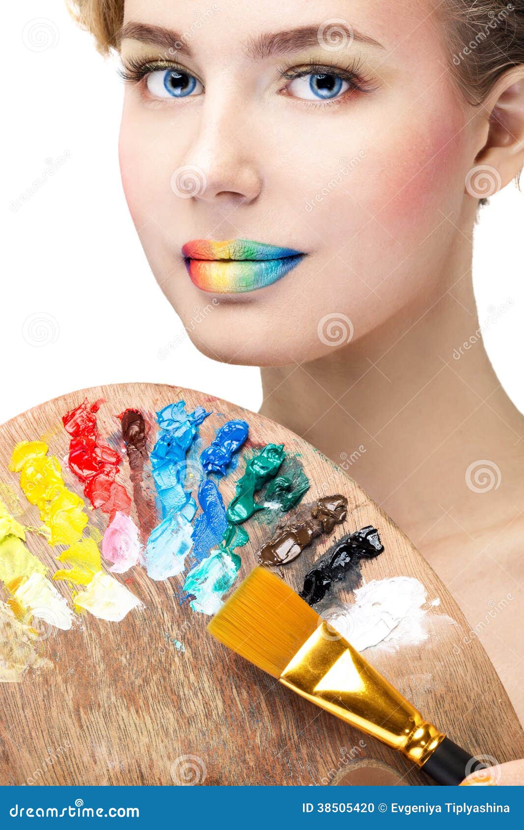 Woman with palette stock photo. Image of eyes, body, cosmetics - 38505420