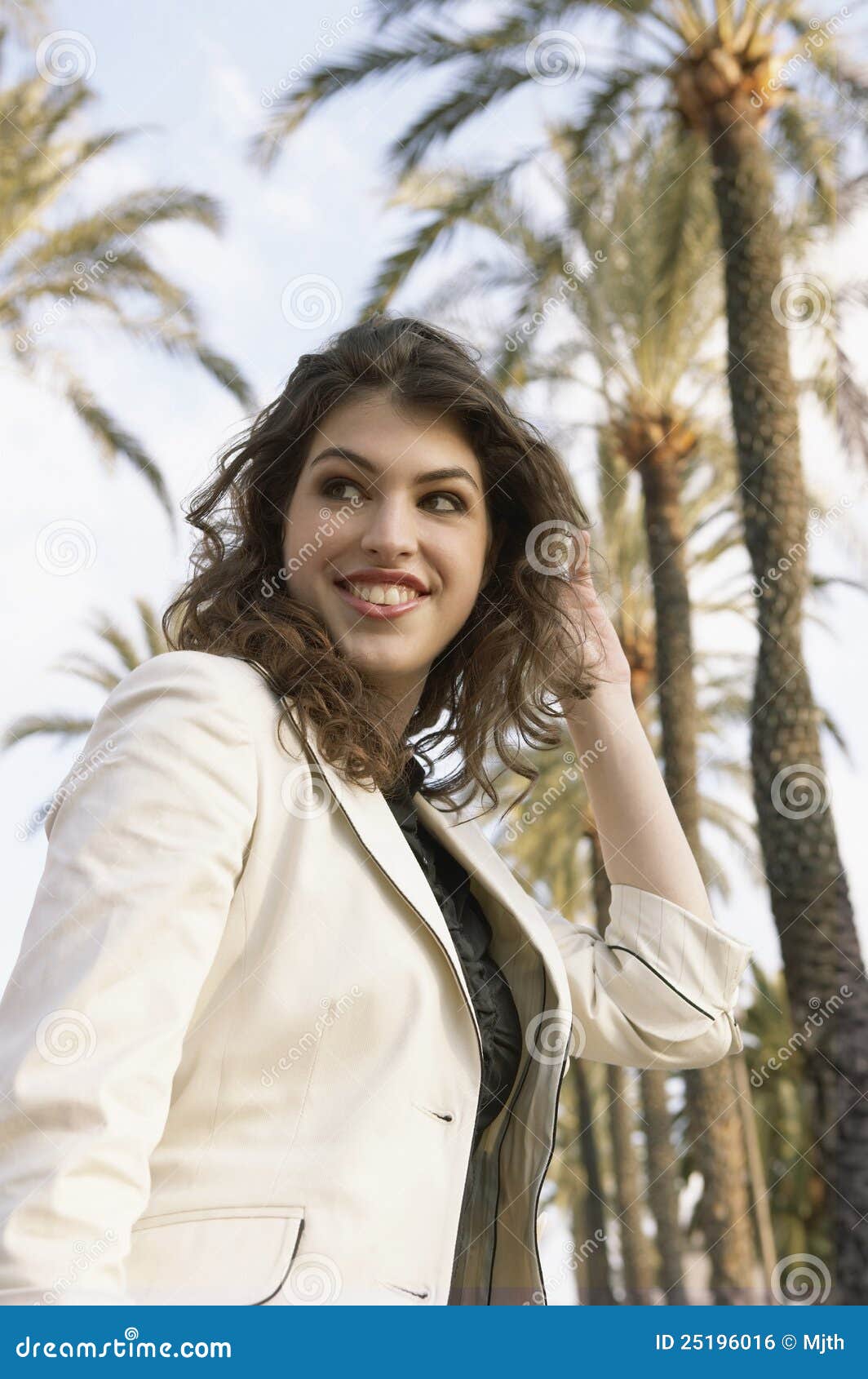 Woman with Palm Trees stock photo. Image of freshness - 25196016
