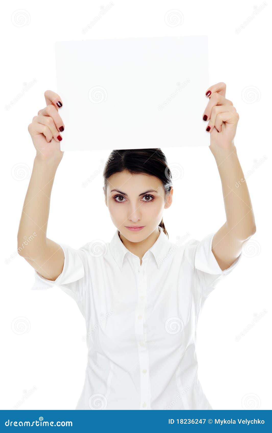 Woman with paper stock image. Image of holding, friendly - 18236247