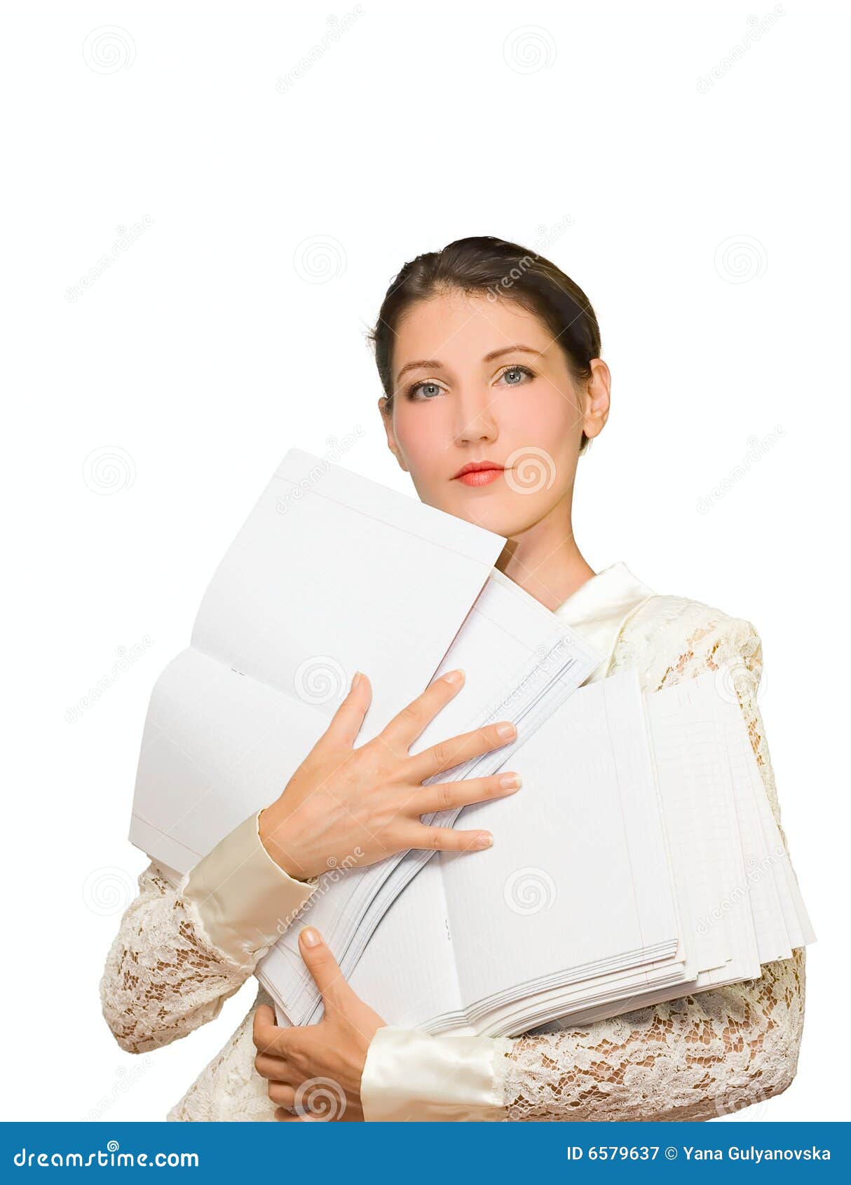 Woman with paper stock image. Image of pencil, healthy - 6579637