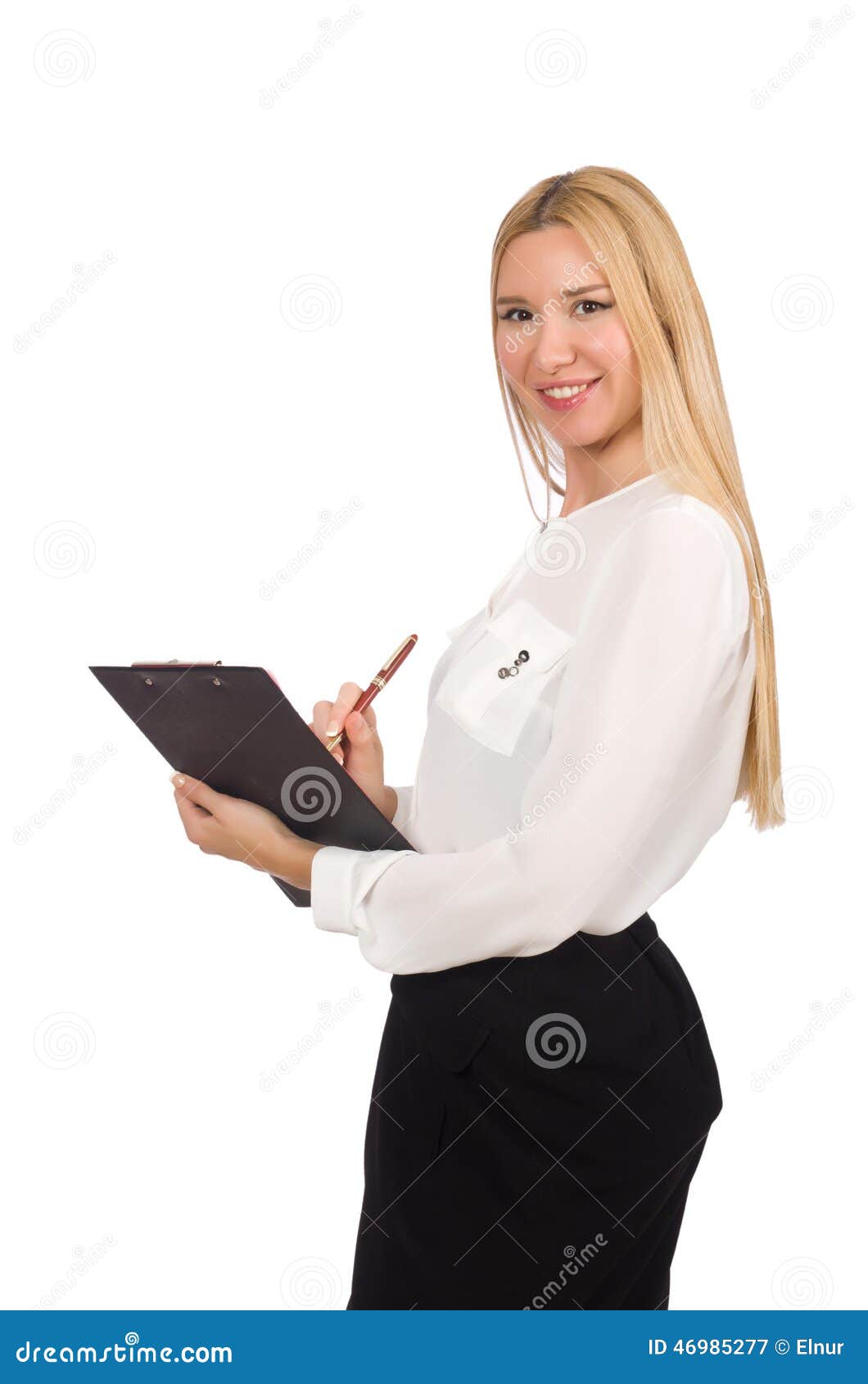 Woman with Paper Binder Isolated Stock Image - Image of binder ...
