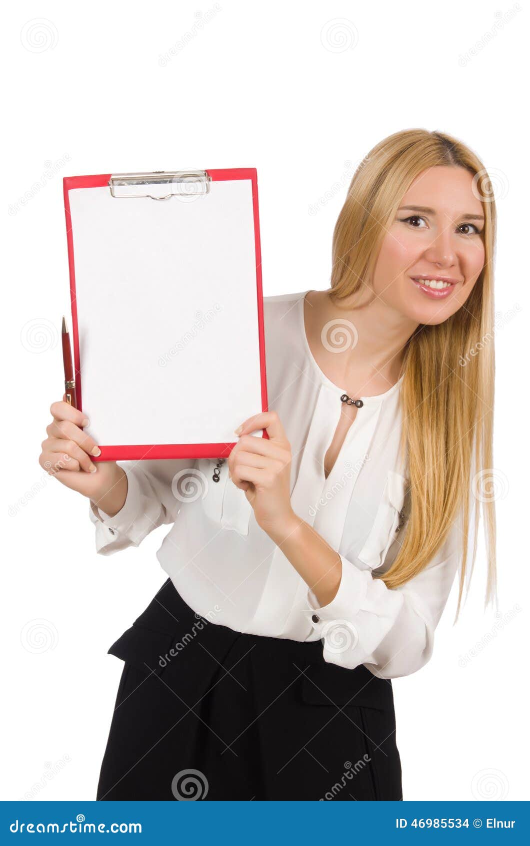 Woman with Paper Binder Isolated Stock Photo - Image of home, lady ...