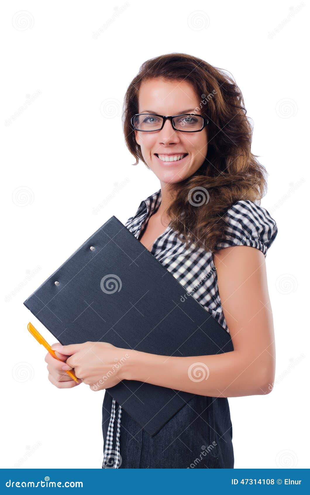Woman with Paper Binder Isolated Stock Photo - Image of lady ...