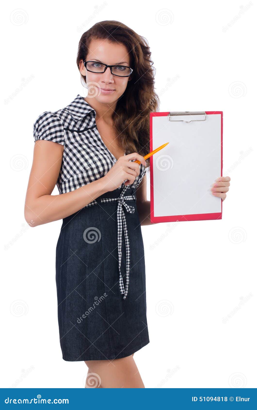 Woman with paper binder stock photo. Image of casual - 51094818