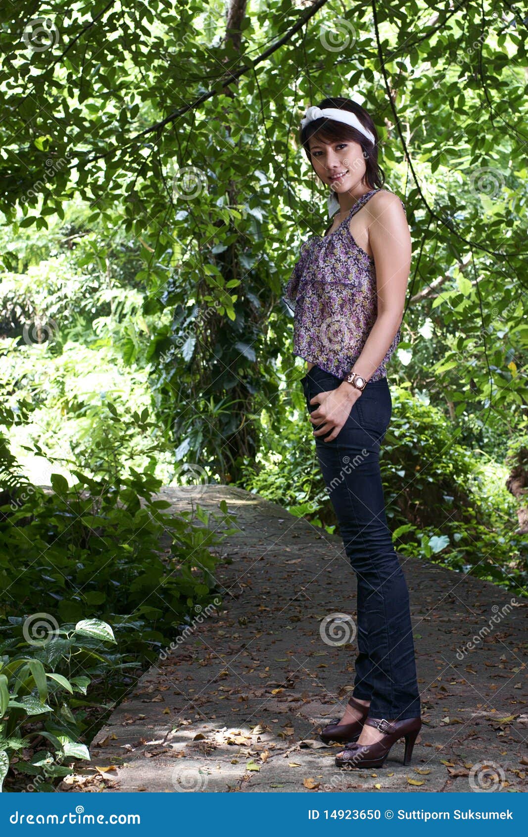 Woman in park stock photo. Image of cute, tree, female - 14923650